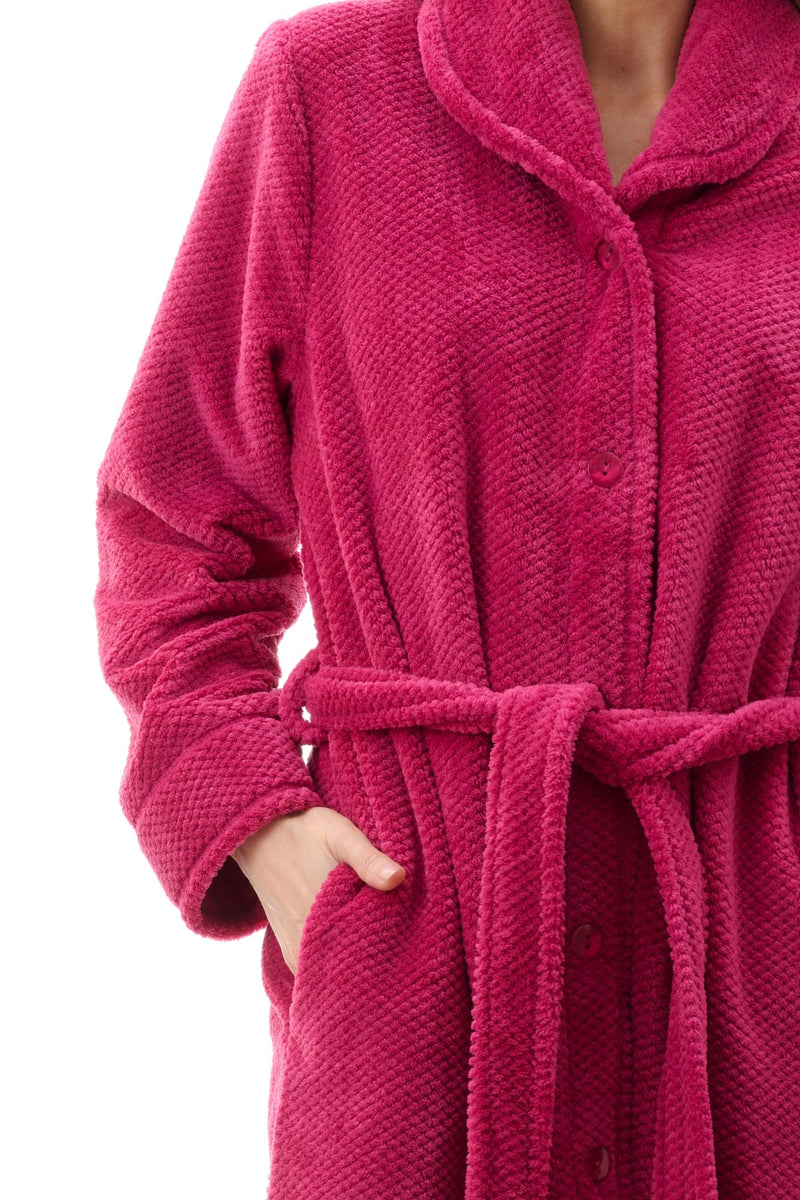 Givoni Dimple Fleece Mid Button Gown | Cosy Winter Robe– The Foundation ...