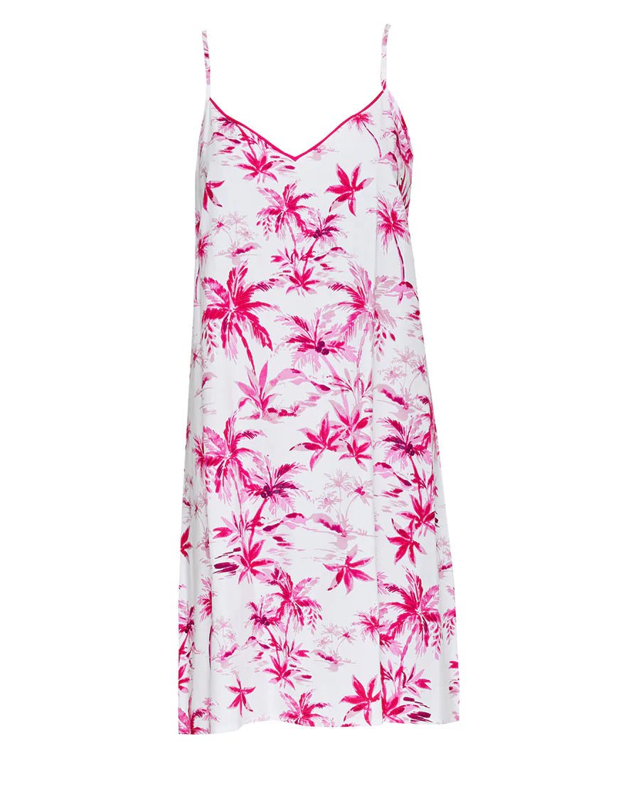 Haley Palm Print Cotton/Modal Strappy Nightie Hot Pink– The Foundation ...