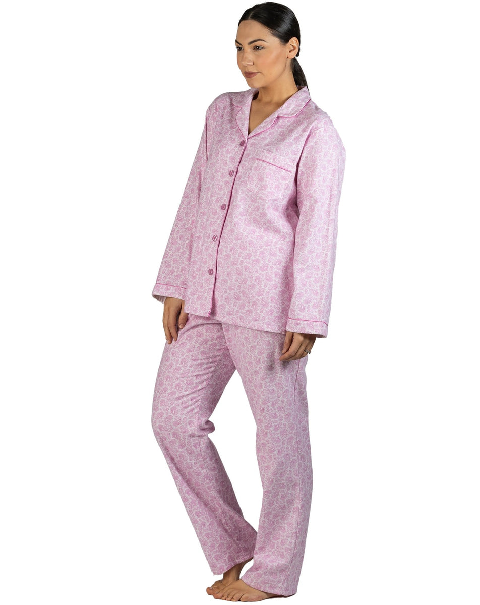 Paisley Flannel Revere Pyjama Set Pink– The Foundation Lingerie